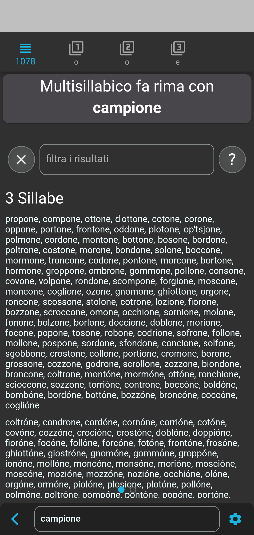 Parole che rima con ma